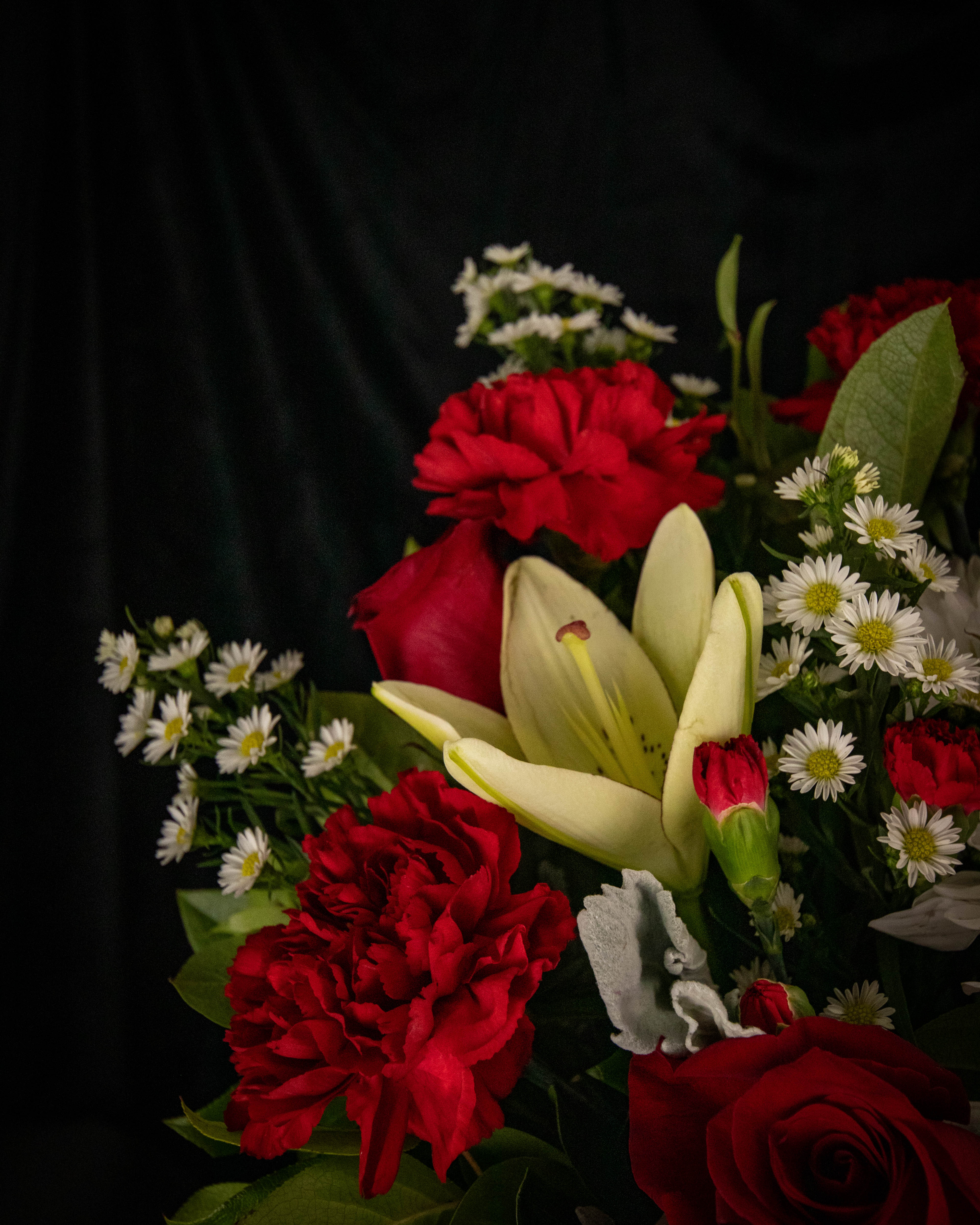 Ruby Romance – Red Roses & White Lily Bouquet in Keepsake Vase ...